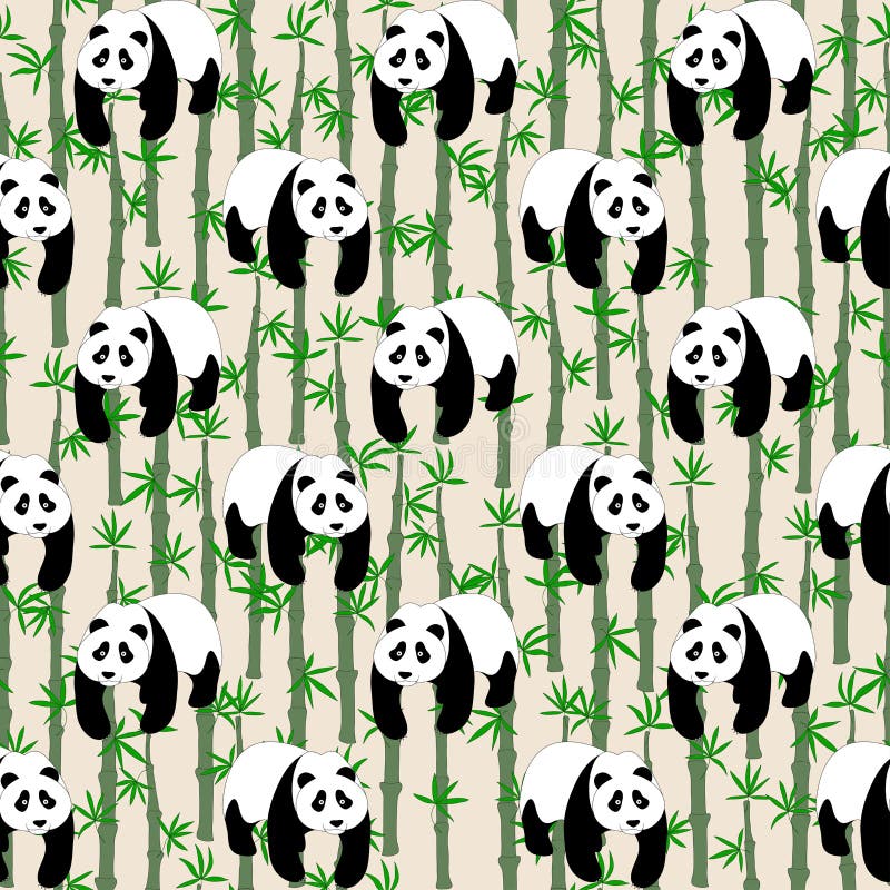 Seamless Abstract Pattern with Hand-drawn Cute Pandas Stock Vector ...