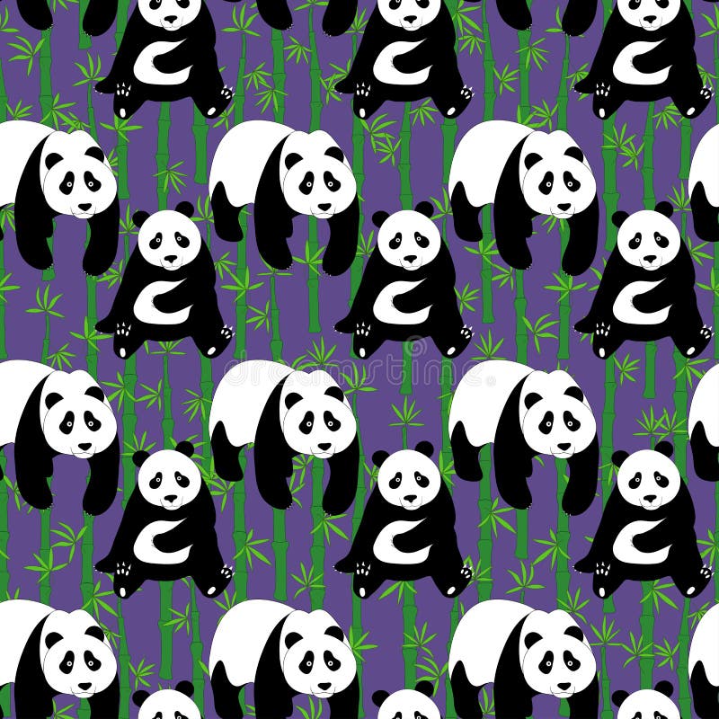 Seamless Abstract Pattern with Hand-drawn Cute Pandas Stock Vector ...