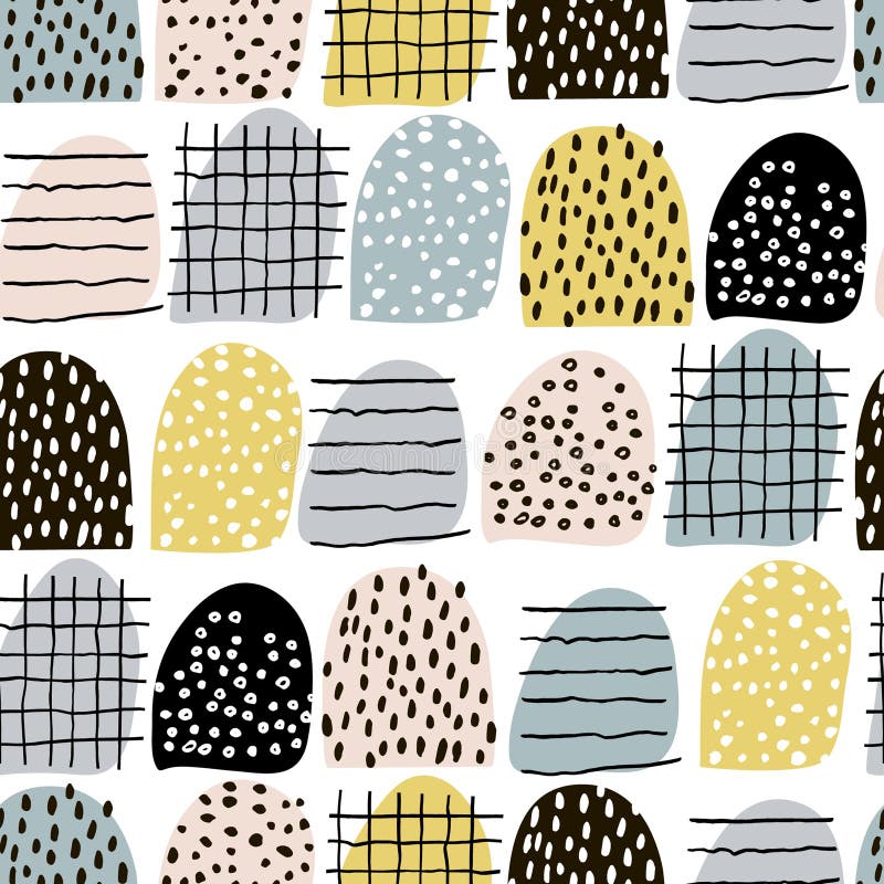 Seamless Abstract Pattern with Hand Drawn Elements. Vector Trendy ...