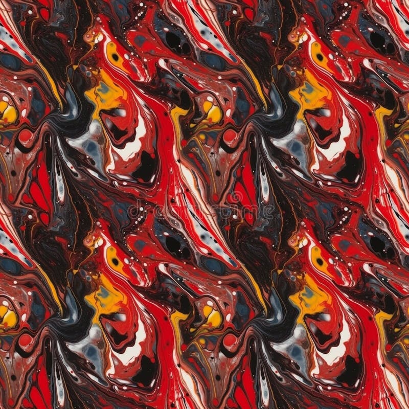 Black, Orange and Red Liquid Ink with Realistic Bubbles in Slow ...