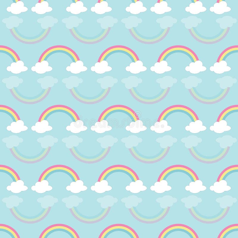 Seamless Abstract Pattern with Rainbow on Blue Background Stock Vector ...