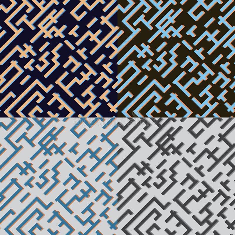 Seamless Abstract Pattern of Rectangles, Flat, Four Variants Stock ...