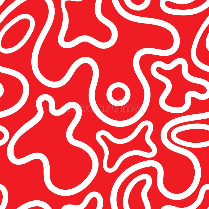 Seamless Abstract Pattern on Red Background.Vector Image. Doodle Style ...