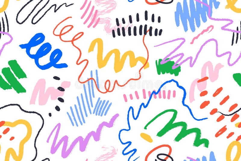 Seamless Abstract Pattern, Scribbles, Doodle Lines, Colorful Design ...