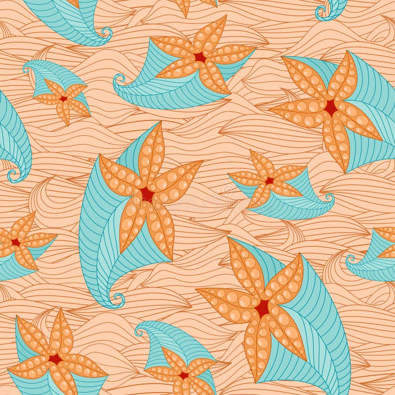 Seamless Abstract Pattern with Sea Flowers Stock Vector - Illustration ...