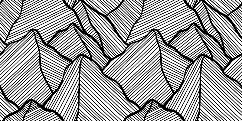 Seamless Abstract Pattern with Stylized Hand Drawn Mountain Range ...