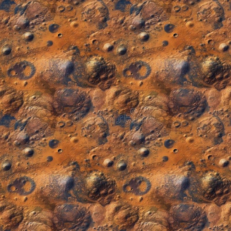 Top View Mars Planet Surface with Craters. AI Generative Illustration ...