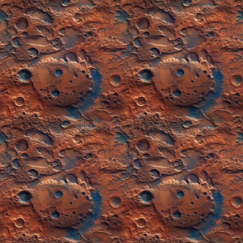 Top View Mars Planet Surface with Craters. AI Generative Illustration ...