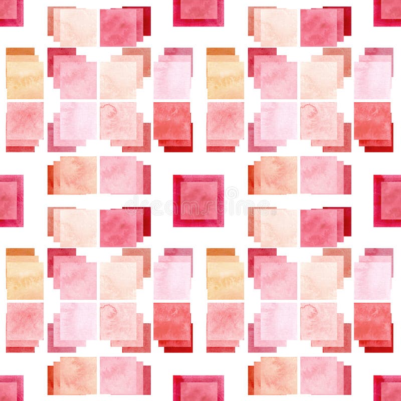 Seamless Abstract Pattern with Watercolor Pink Squares Stock ...