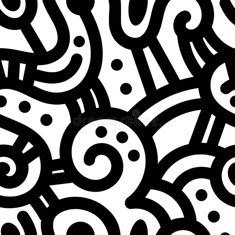 Seamless Abstract Pattern on White Background. Vector Doodle Image ...