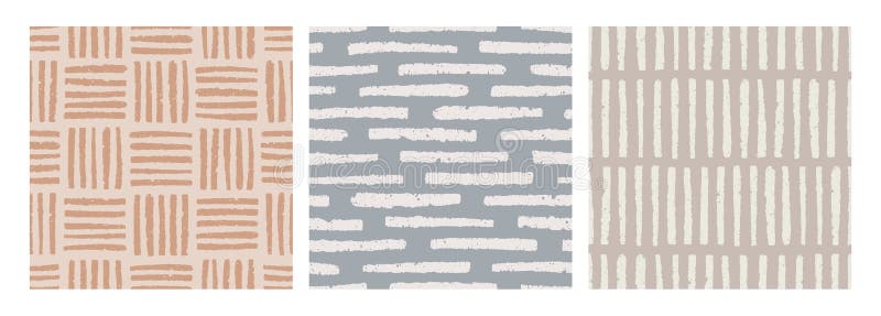 Seamless Abstract Patterns Set in Modern Style. Doodle Stripes ...