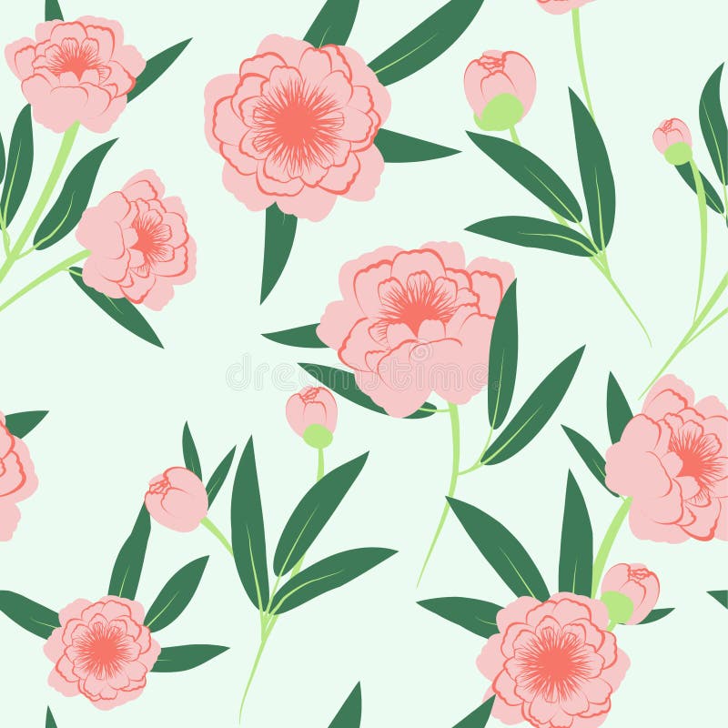 Seamless Abstract Peony Pattern Stock Illustration - Illustration of ...