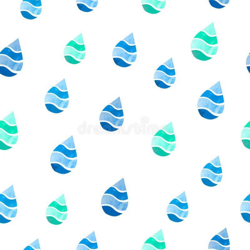 Seamless Abstract Rain Drops Pattern. Vector Watercolor Illustration ...
