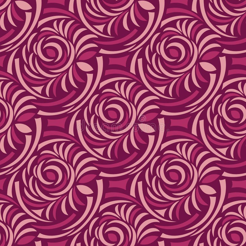 Seamless Abstract Rose Flower Pattern Stock Vector - Illustration of ...