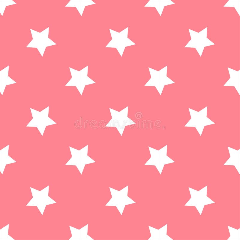 Seamless Abstract Star White Pattern on Pink Background, Vector ...