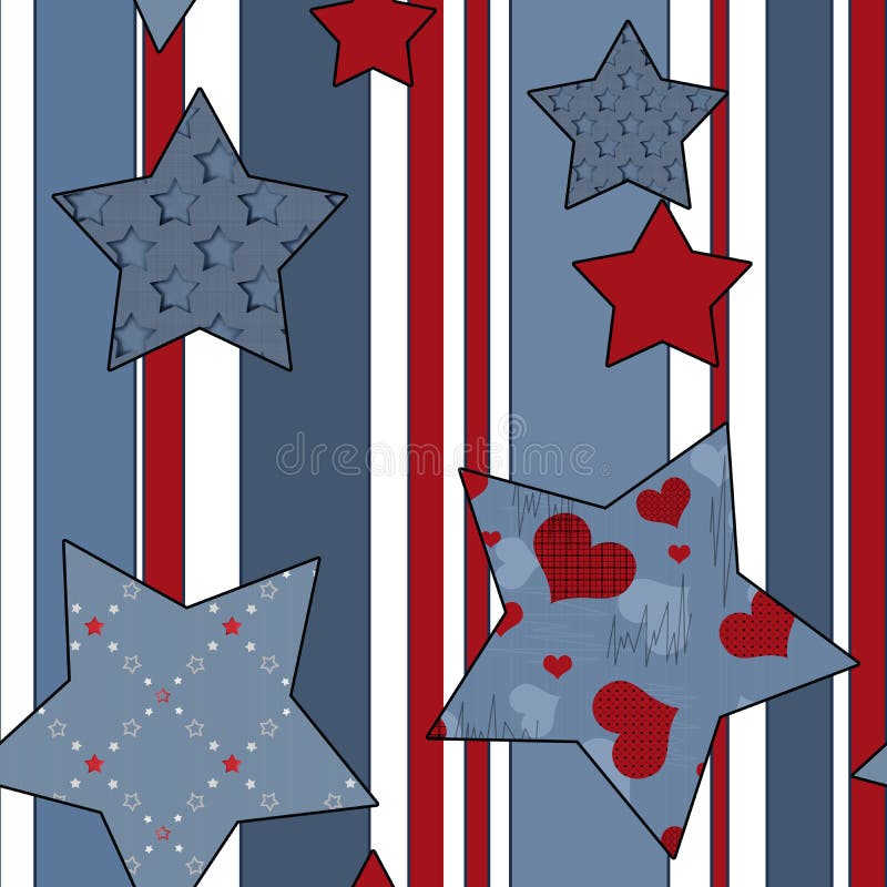 Seamless Abstract Stars Starry Patchwork Ornamental Pattern Editorial ...