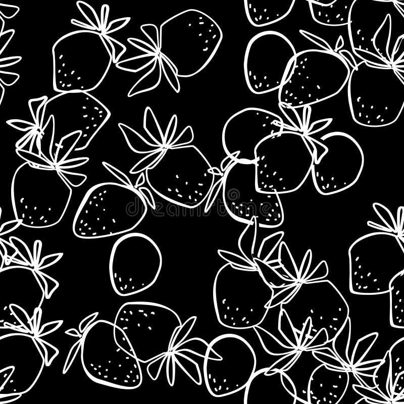 Seamless Abstract Strawberry Modern Pattern on Black Stock Illustration ...
