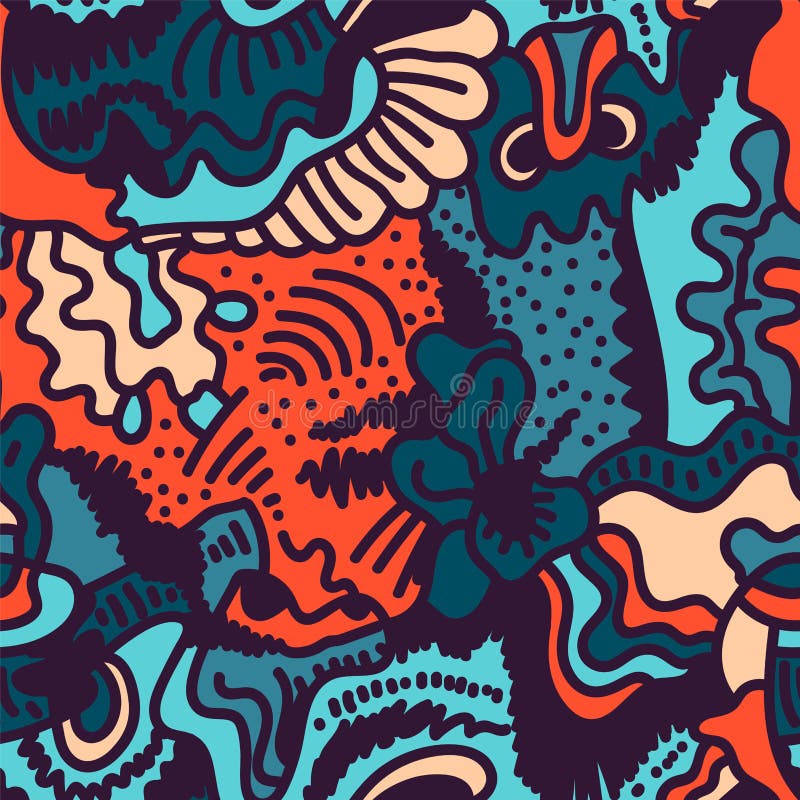 Seamless Abstract Surrealistic Pattern with Unusual Art Stock Vector ...