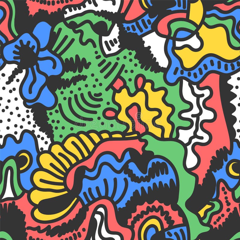 Seamless Abstract Surrealistic Pattern with Unusual Art Stock Vector ...