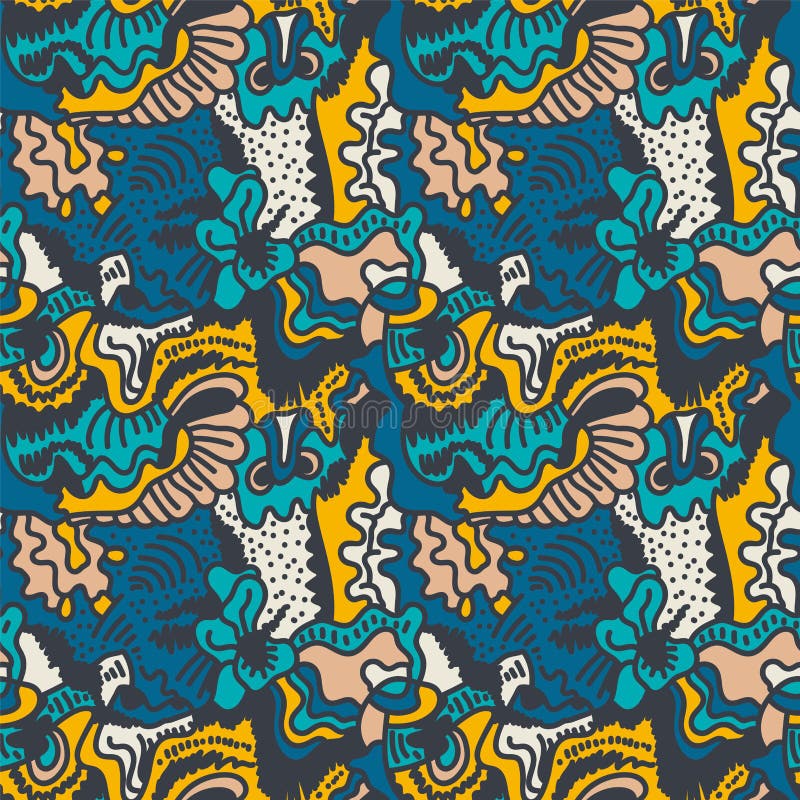 Seamless Abstract Surrealistic Pattern with Unusual Art Stock Vector ...