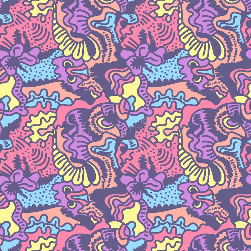 Seamless Abstract Surrealistic Pattern with Unusual Art Stock Vector ...