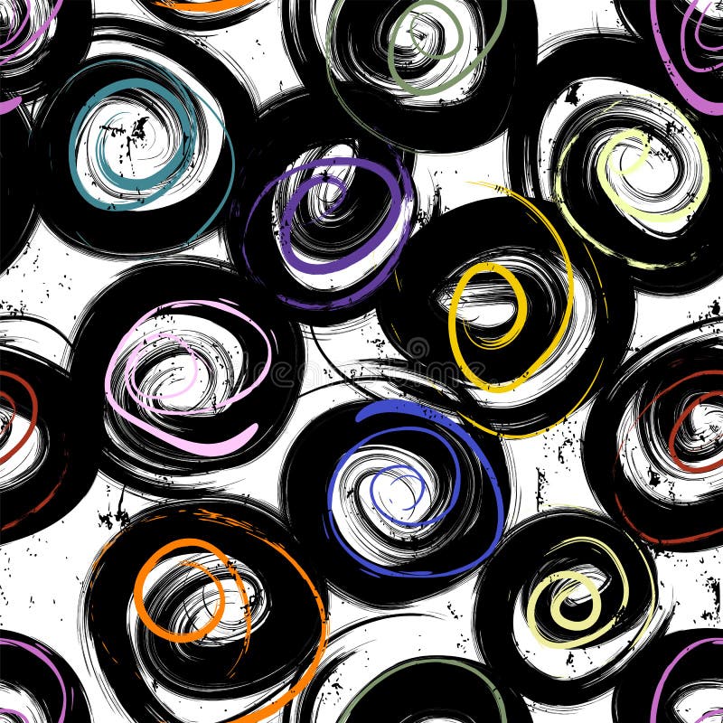 Seamless Abstract Swirls Pattern, with Paint Strokes and Splashes Stock ...
