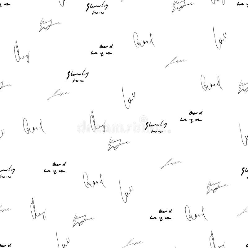 Seamless Abstract Text Pattern. Handwritten Font on a White Background ...