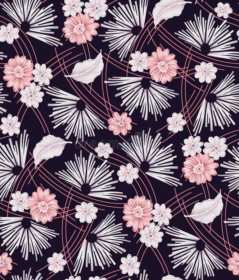 Seamless Abstract Traditional Flower Background Stock Illustration ...