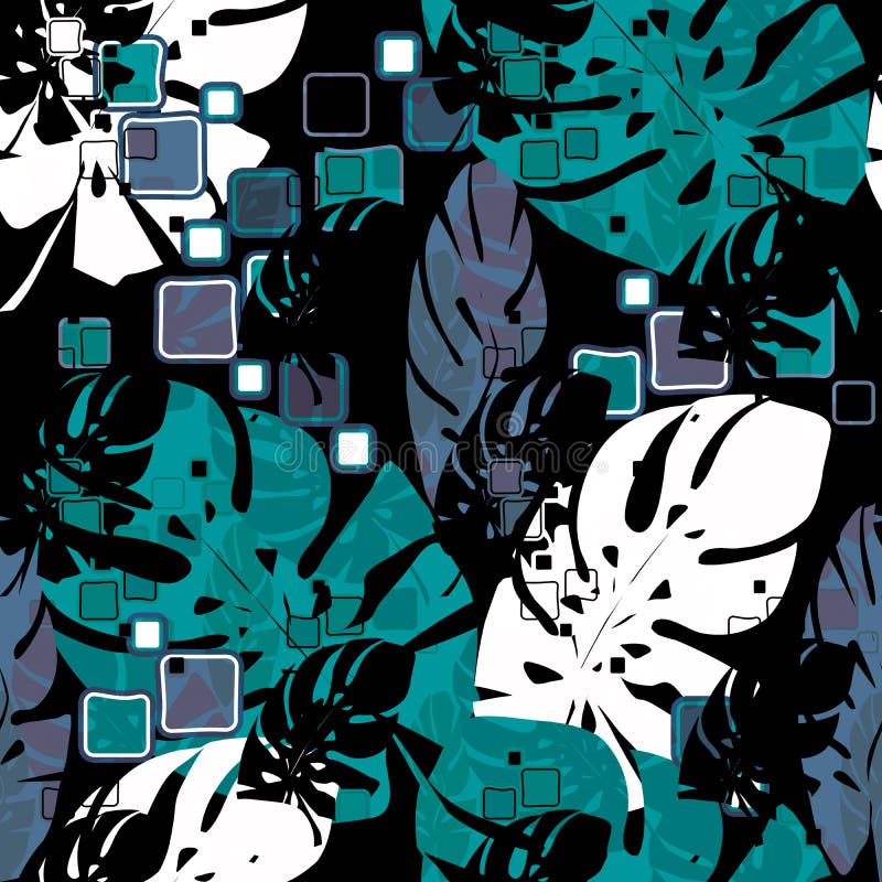 Seamless Abstract Tropical Leaves Jungle Pattern Stock Illustration ...