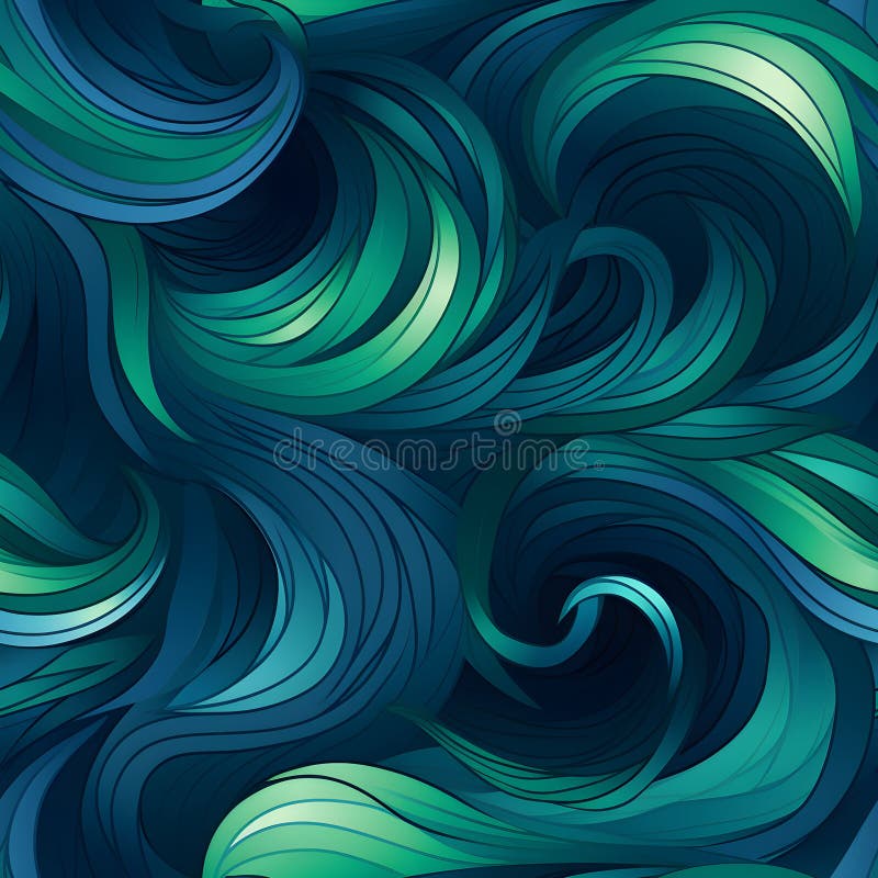 Seamless Abstract Turquoise Wave Pattern. Vector Illustration ...