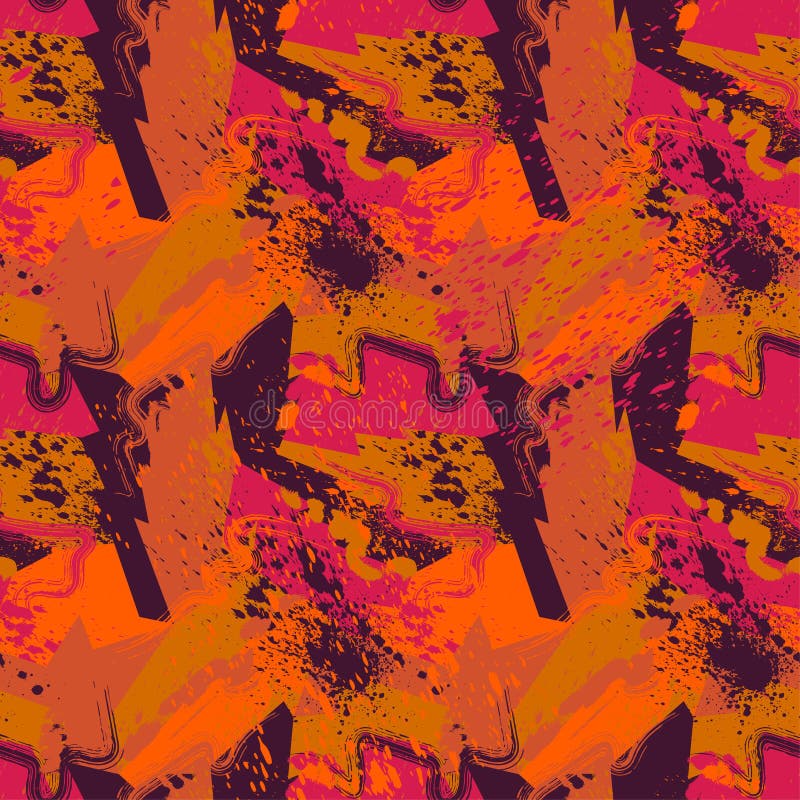 Seamless Abstract Urban Geometric Pattern with Curved Elements, Grunge ...