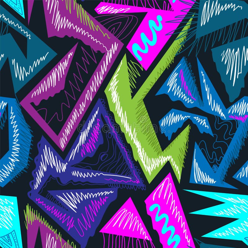 Seamless Abstract Urban Pattern with Curved Geometry Elements and Lines ...