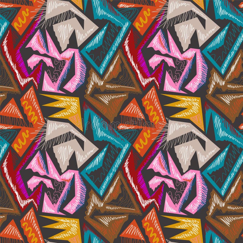 Seamless Abstract Urban Pattern with Curved Geometry Elements and Lines ...