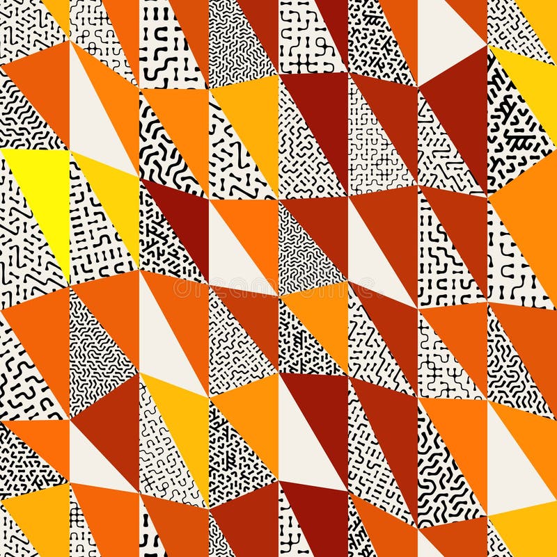 Seamless Abstract Vector Collage of Retro Triangle Quilt Patterns in ...