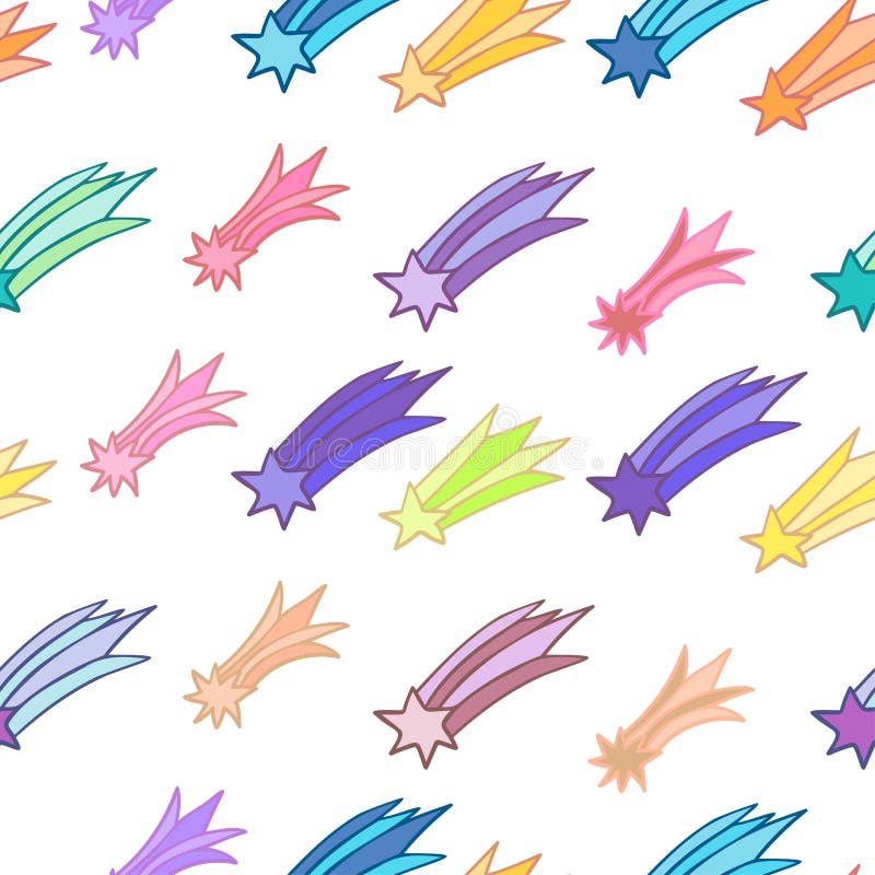 Seamless Abstract Vector Pattern with Colorful Falling Stars in Pastel ...