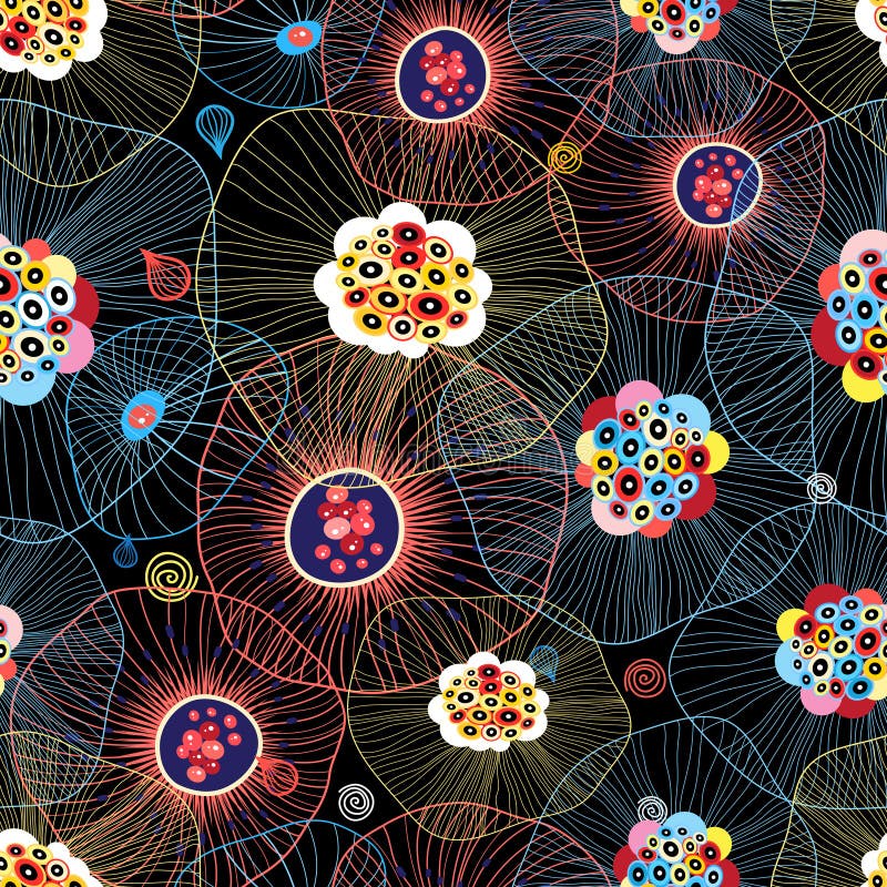 Seamless Abstract Vector Pattern Made of Various Unusual Elements Stock ...