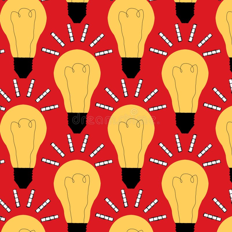 Seamless Abstract Vector Repeating Pattern with Idea Bulbs with Film ...