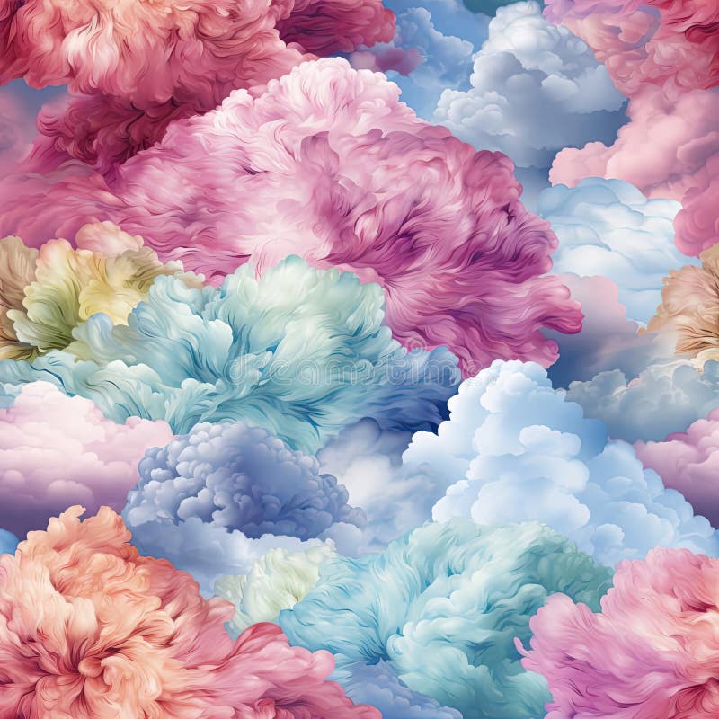 Seamless Abstract Wallpaper with Pink and Blue Clouds (tiled Stock ...