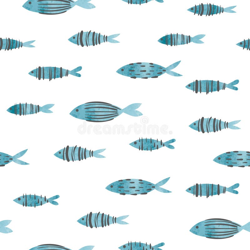 Seamless Abstract Watercolor Sea Fish Pattern Stock Vector ...