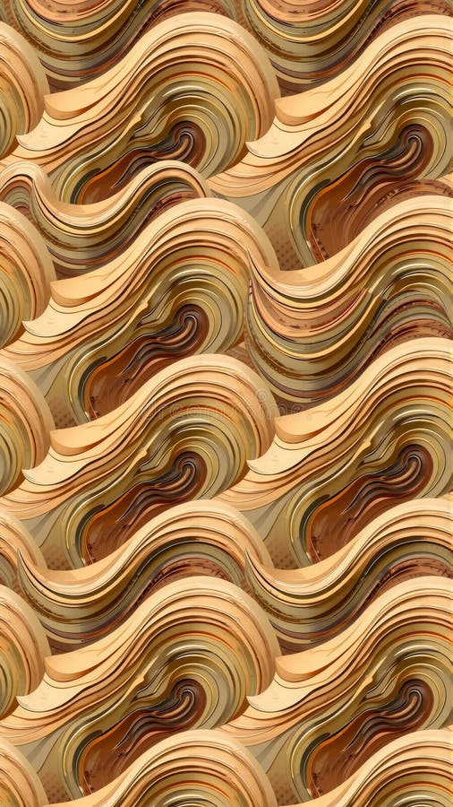 Seamless Abstract Wave Pattern in Earthy Tones with Swirling Curves ...