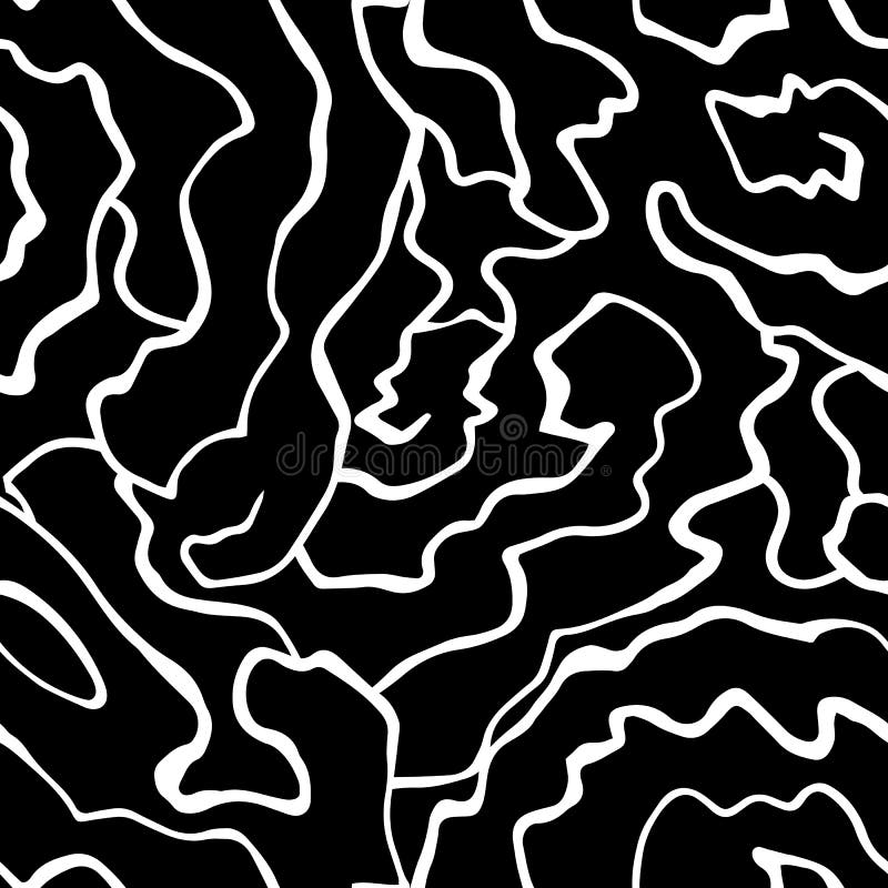 Seamless Abstract White and Black Spiral Pattern. Illustration Stock ...