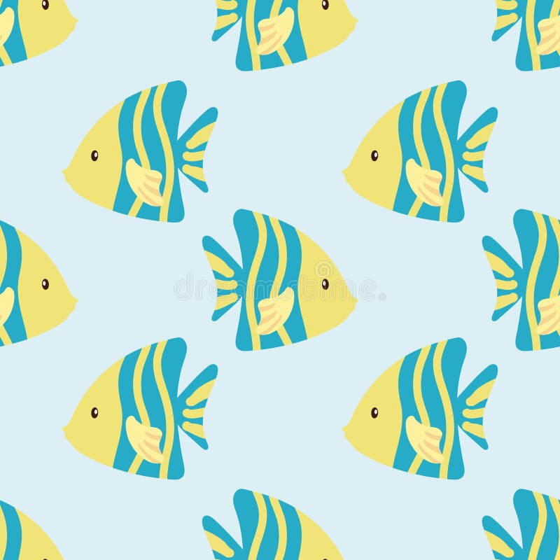 Seamless Adorable Fish Cartoon Pattern Stock Vector - Illustration of ...