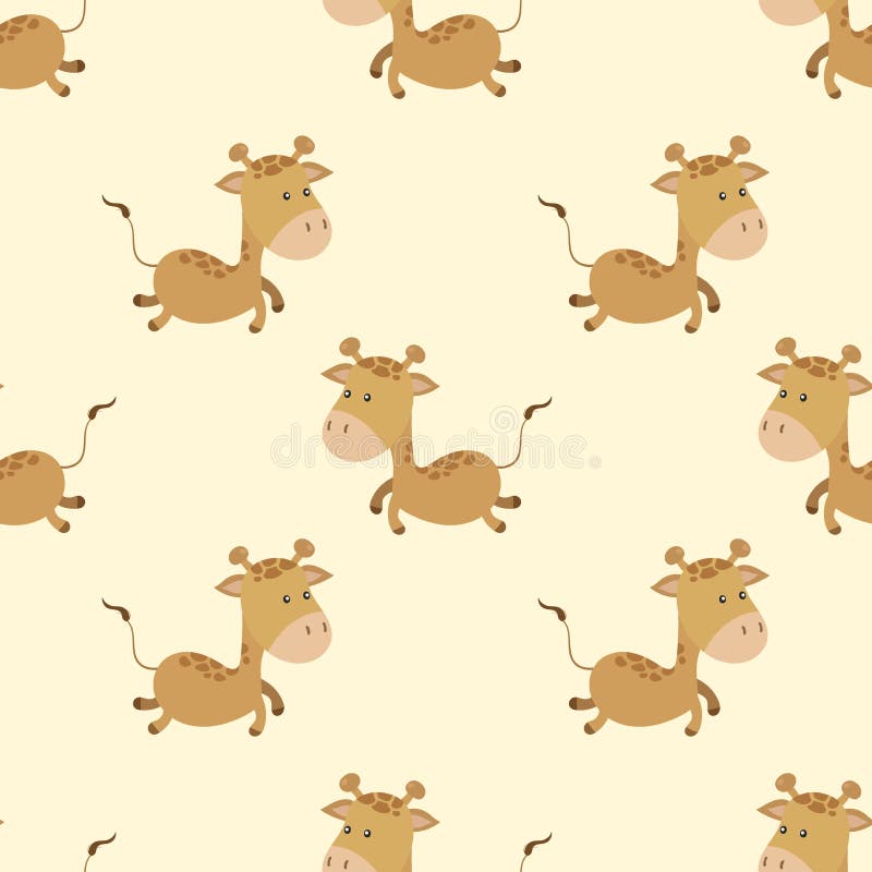 Seamless Adorable Giraffe Cartoon Pattern Stock Vector - Illustration ...