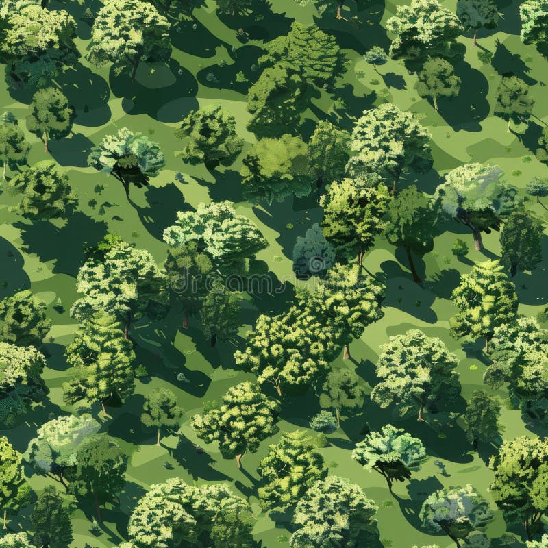 Seamless Aerial Forest Canopy Map with Shadows Stock Photo - Image of ...