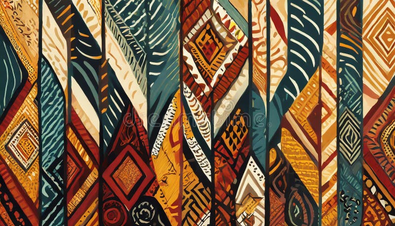 Seamless African Modern Art Pattern with Stripes Stock Illustration ...