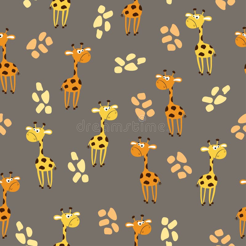 Seamless African Pattern with Cartoon Giraffes. Stock Vector ...