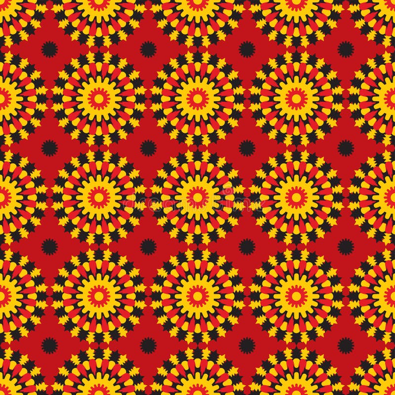 Seamless African Pin Wheel Design Pattern in Red, Yellow and Black ...