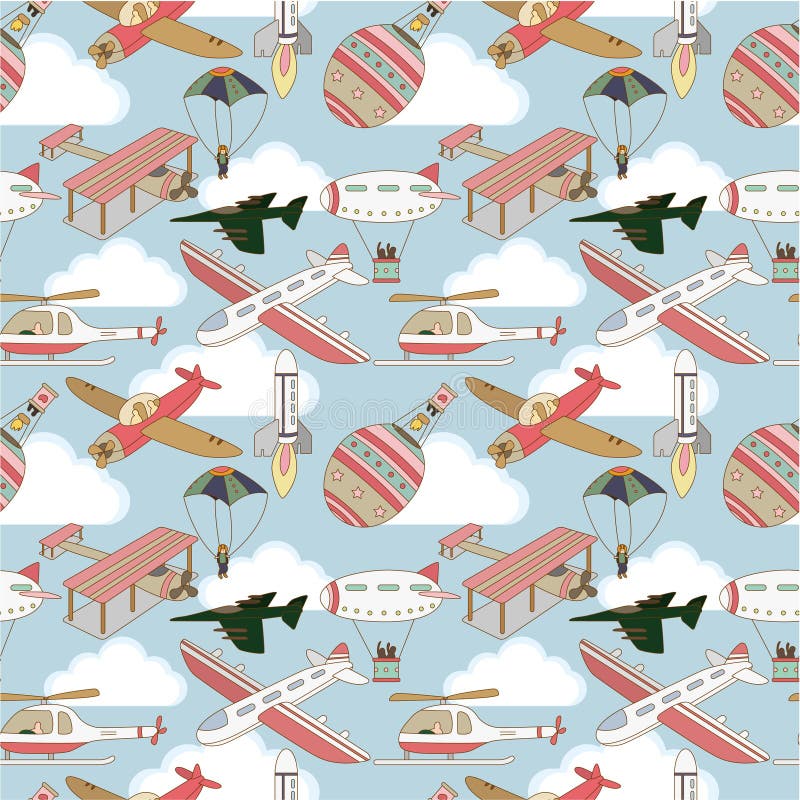 Seamless Hot Air Balloon Pattern Stock Vector - Illustration of ...