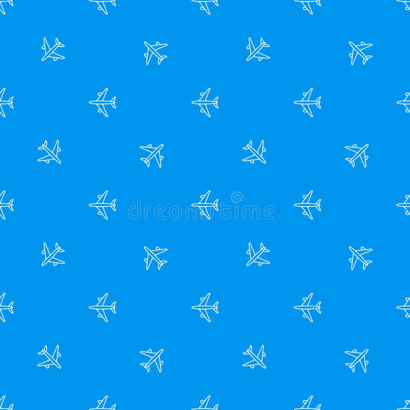 Seamless Airplane Pattern. Flying Plane on Blue Background. Stock ...