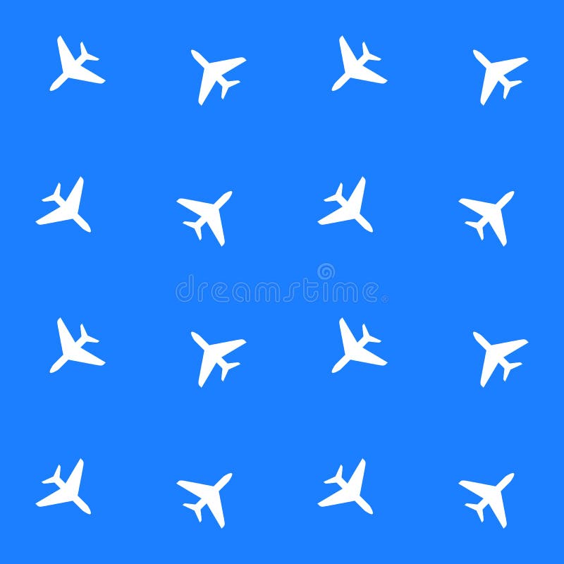 Seamless Airplane Pattern. Flying Plane on Blue Background. Stock ...